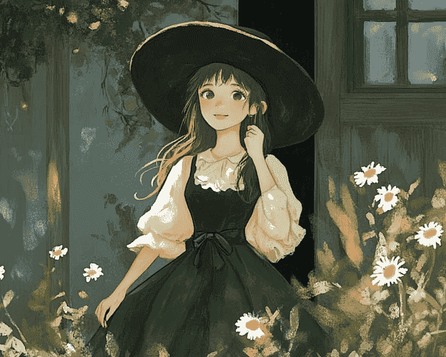 Cottagecore Girl Art Diamond Painting - diamonddotspainting